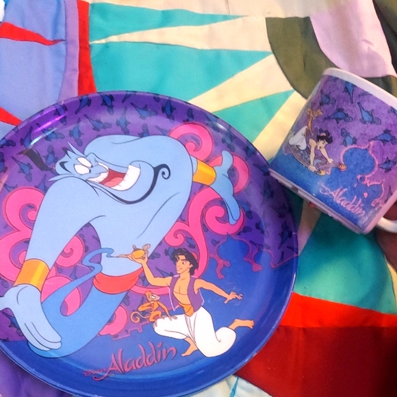 Disney | Accents | Disney Aladdin Purple Party Plate And Mug Set ...